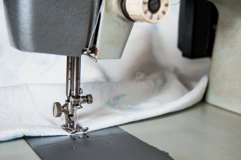 Sewing Process White Material Stock Image - Image of equipment, clutch ...