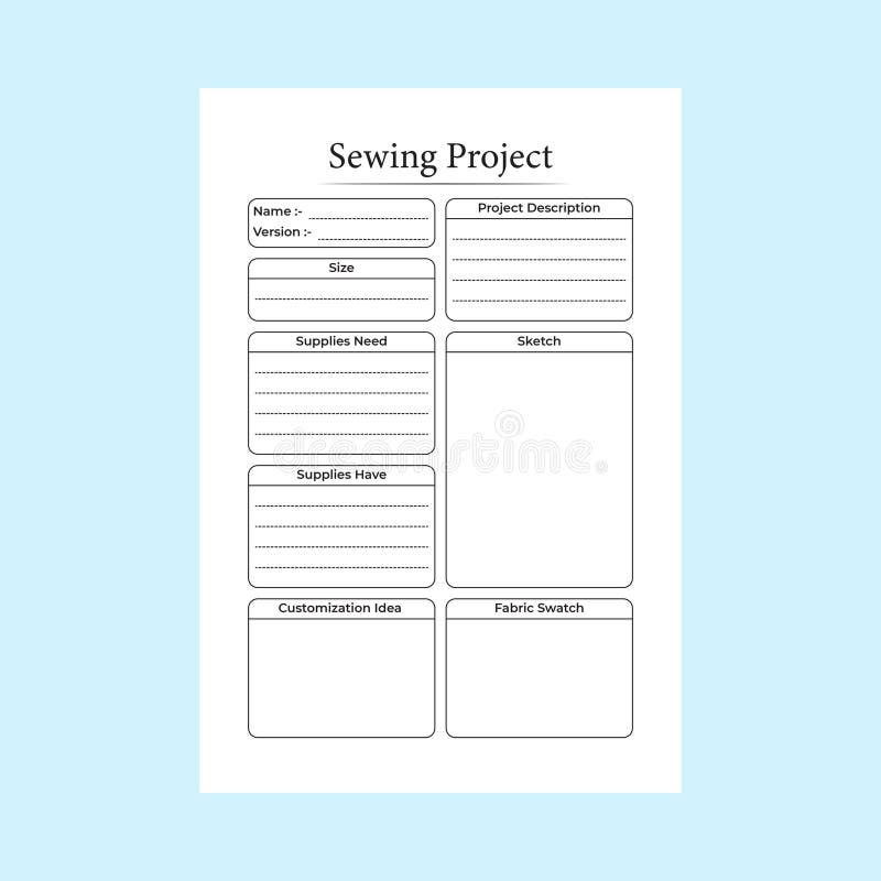Sewing Project KDP Interior Notebook. Needlework Project Task Tracker ...
