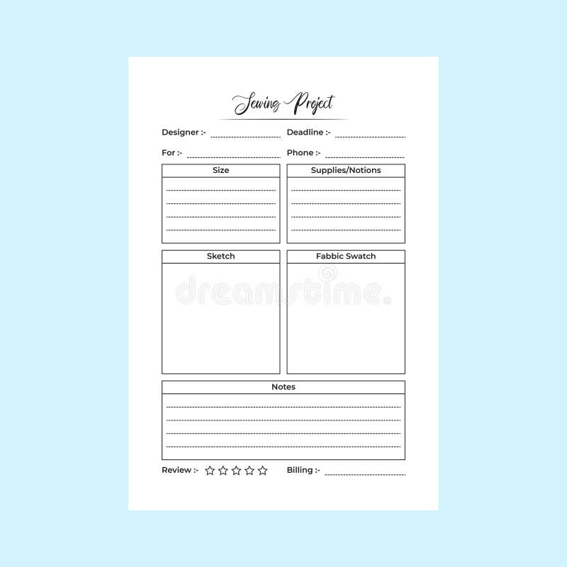 Sewing Project Log Book KDP Interior. Sewing Store Information and ...