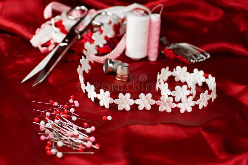 Sewing red stock image. Image of dressmaking, colorful - 7863075