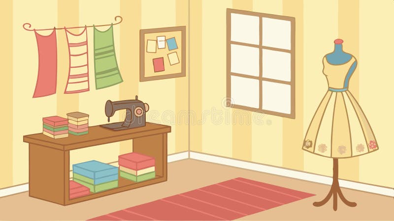 Sewing Room Interior, Tailor Workshop and Dressmaking Studio, Craft ...