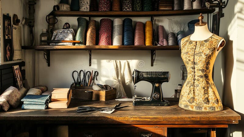 A Sewing Room with an Iron, Fabric Scissors, and a Mannequin Ready for ...