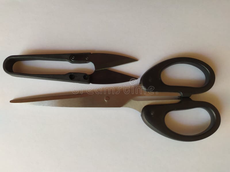 Sharp Metal Scissors with Handles of Black. Stock Image - Image of ...