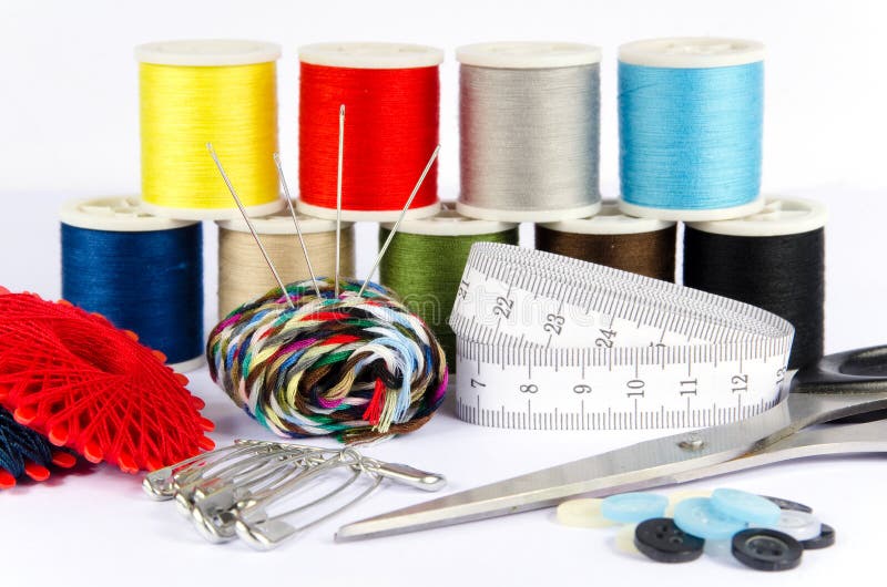 Sewing set closeup stock photo. Image of isolated, color - 28587452
