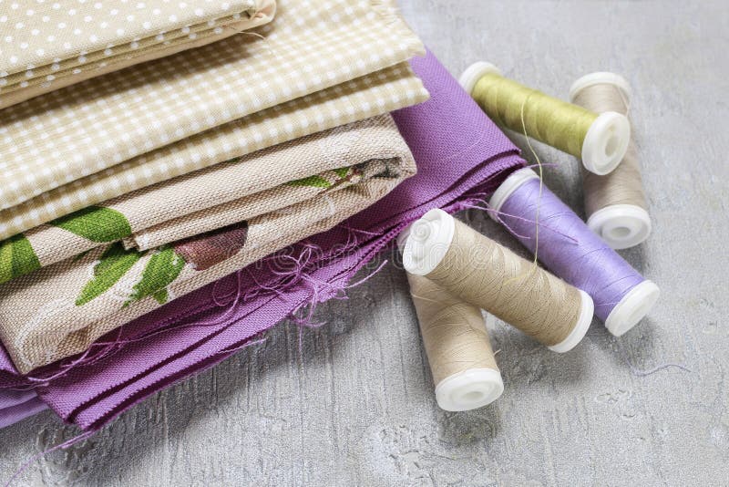 Sewing Set: Fabrics and Threads Stock Photo - Image of sewing, creative ...
