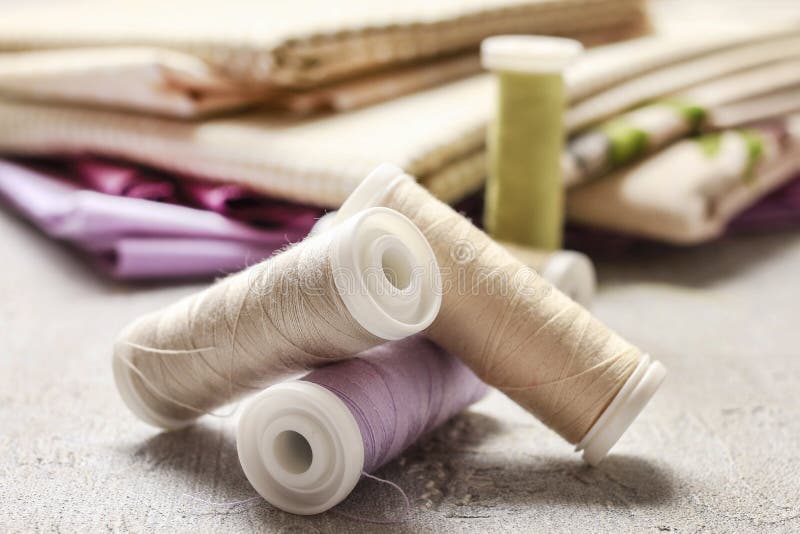 Sewing Set: Fabrics and Threads Stock Image - Image of decoration ...
