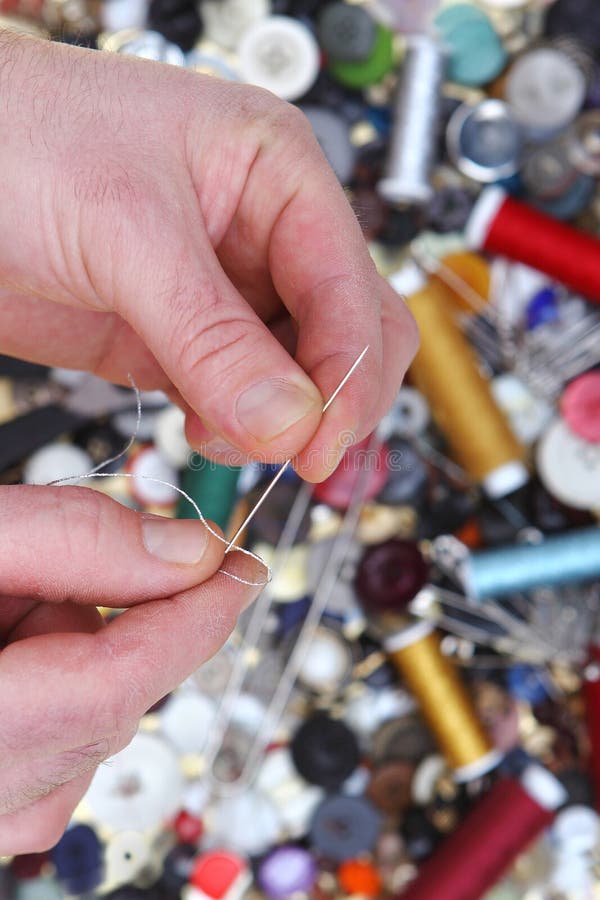 Sewing Set, Thread, Needle, Scissors, Stock Photo - Image of material ...