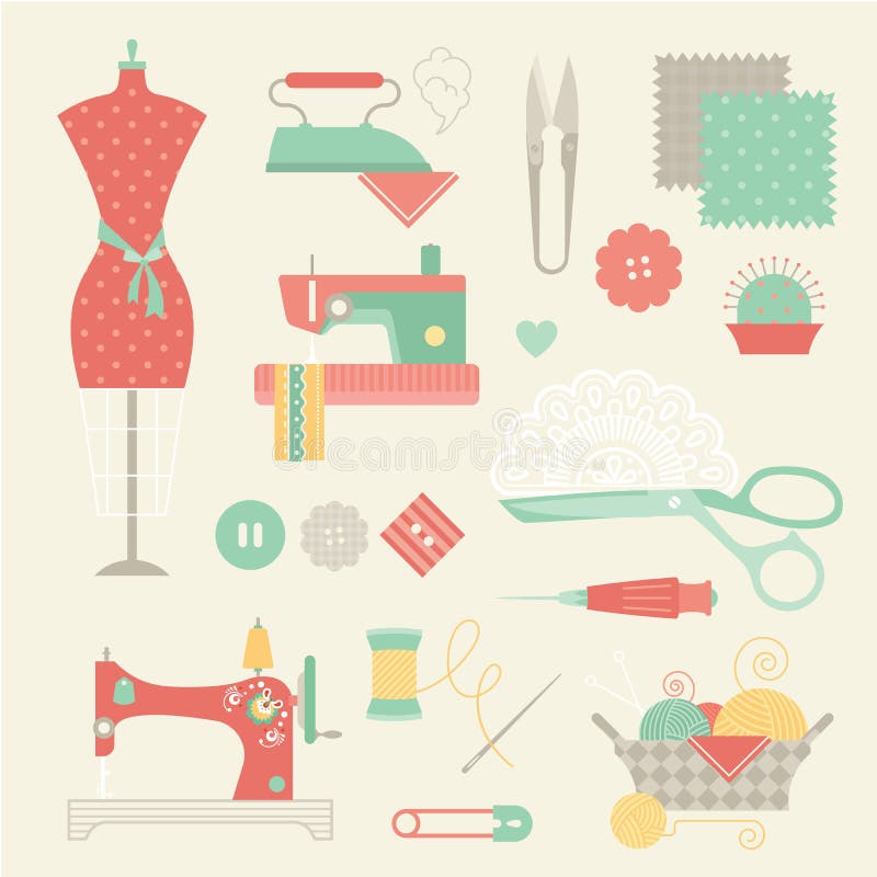 Sewing set stock vector. Illustration of embroidery, scissors - 26227434