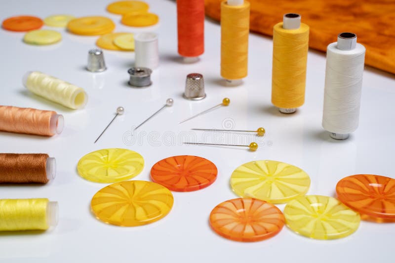 Sewing Set with Yarn and Buttons Stock Image - Image of assorted ...