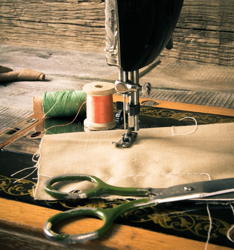 Sewing. Sewing Machine And Tools. Stock Image - Image of fabric, hobby ...