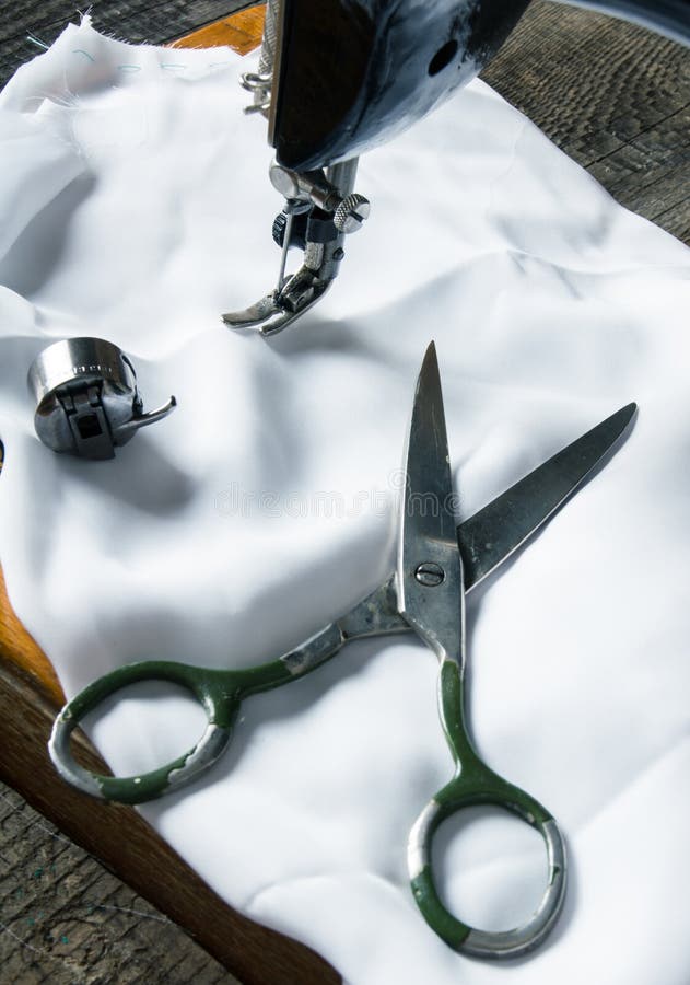 Sewing. Sewing Machine and Tools. Stock Image - Image of closeup ...