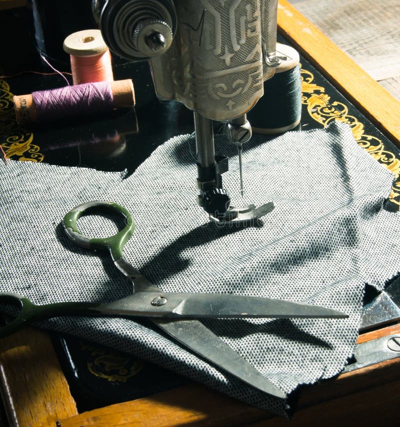 Sewing. Sewing Machine and Tools. Stock Image - Image of bobbin, object ...