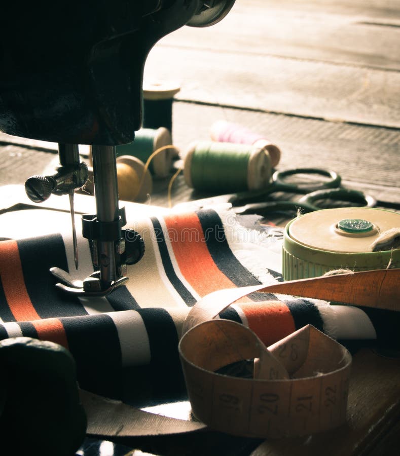Sewing. Sewing Machine and Tools. Stock Photo - Image of craftsmanship ...