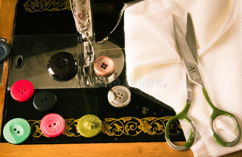 Sewing. Sewing Machine and Tools. Stock Photo - Image of handiwork ...