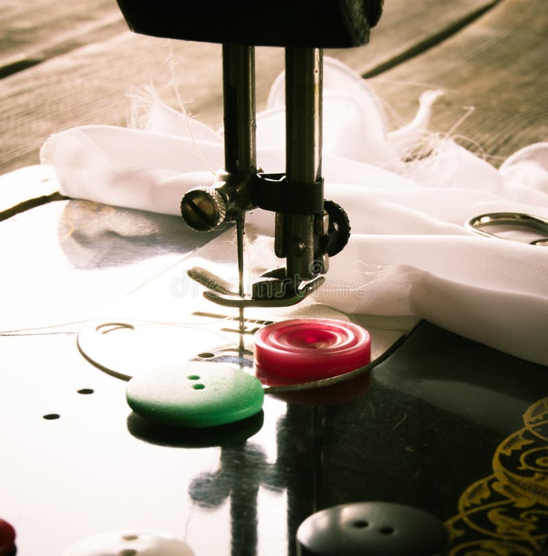 Sewing. Sewing Machine and Tools. Stock Photo - Image of spool, needle ...