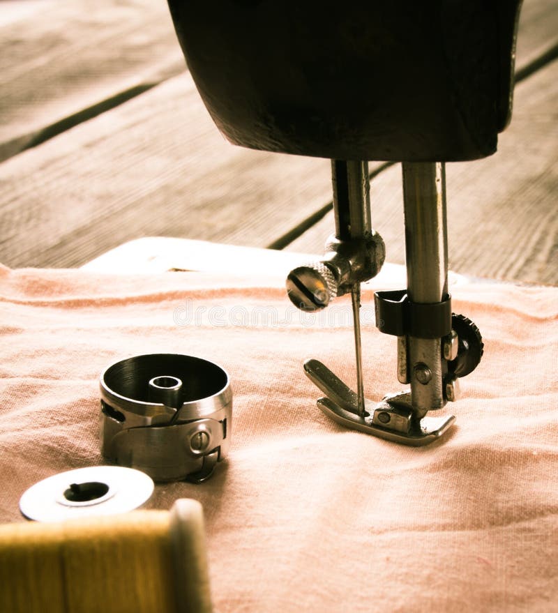 Sewing. Sewing Machine and Tools. Stock Image - Image of spool ...