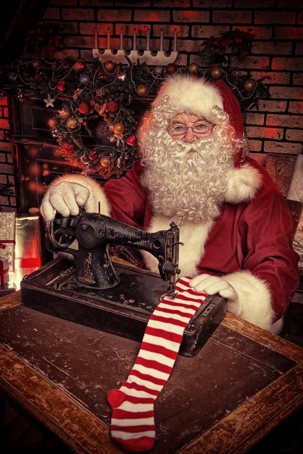 Sewing a sock stock photo. Image of christmas, portrait - 35928598