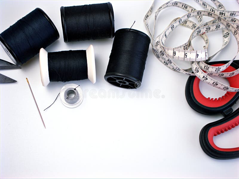 Flat Lay Top View Sewing Tools with Measurement Tape, Chalk, Thread ...