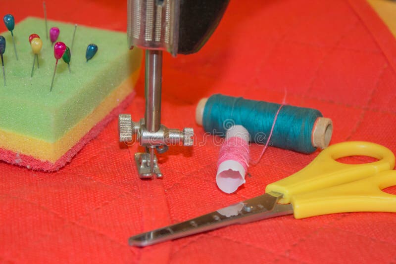 Sewing Still Life with Spools of Colored Threads, Buttons, Metal ...