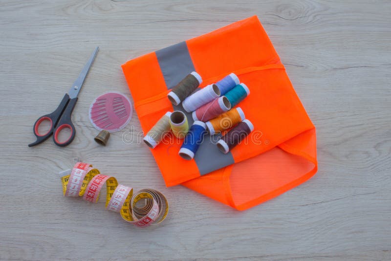 Sewing Still Life with Spools of Colored Threads, Buttons, Metal ...