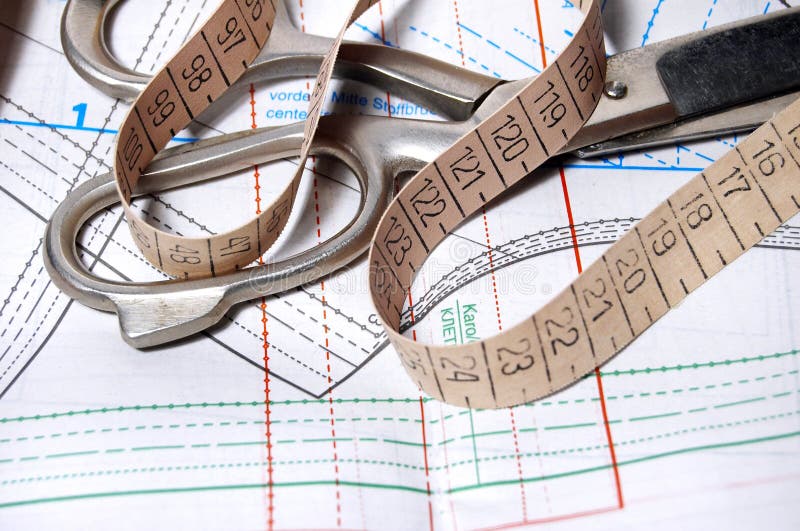 Sewing Still Life with Scissors Stock Image - Image of tape, chart: 3882205