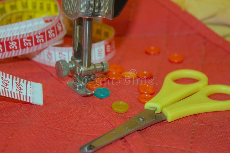 Sewing Still Life with Spools of Colored Threads, Buttons, Metal ...