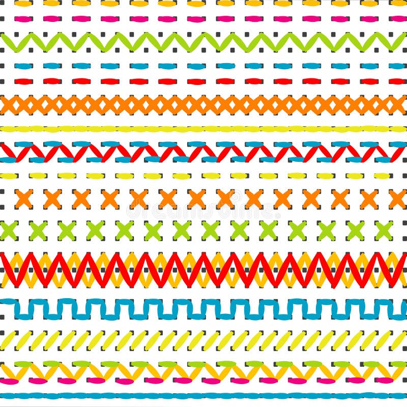 Sewing stitch borders stock vector. Illustration of colored - 108176982