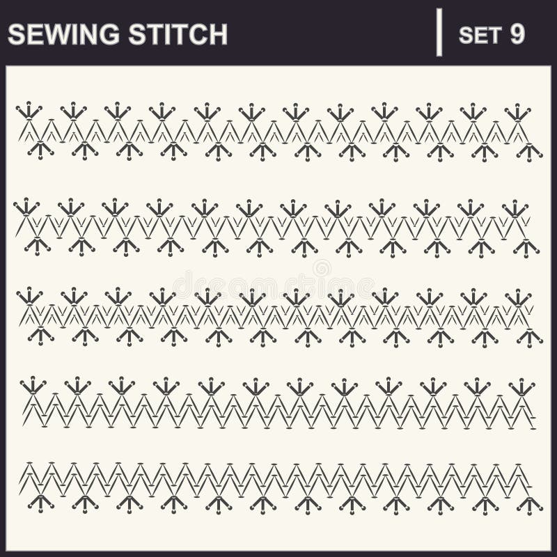 Sewing Stitch Line Set - Colorful Embroidery Needlework Types With ...