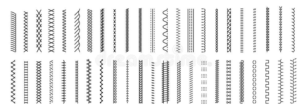 Sewing Stitch Vector Set. Hand and Machine Seam Icons Stock Vector ...