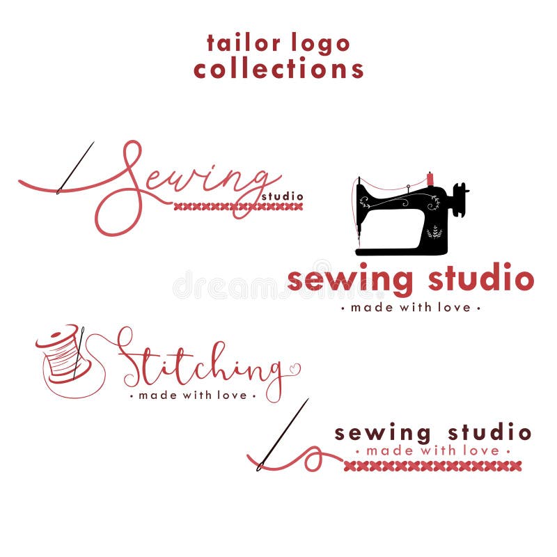 Sewing and Stitching Logo Set, Needle and Yarn Logo, Simple Sewing ...