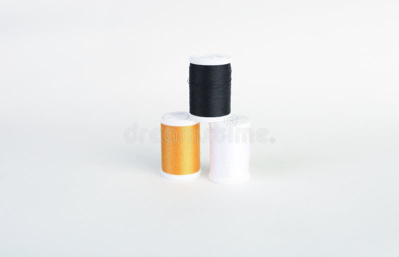 Sewing String Stacked Up on White Back Ground Stock Image - Image of ...