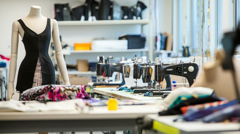 Sewing Studio with Mannequin and Sewing Machines Stock Photo - Image of ...