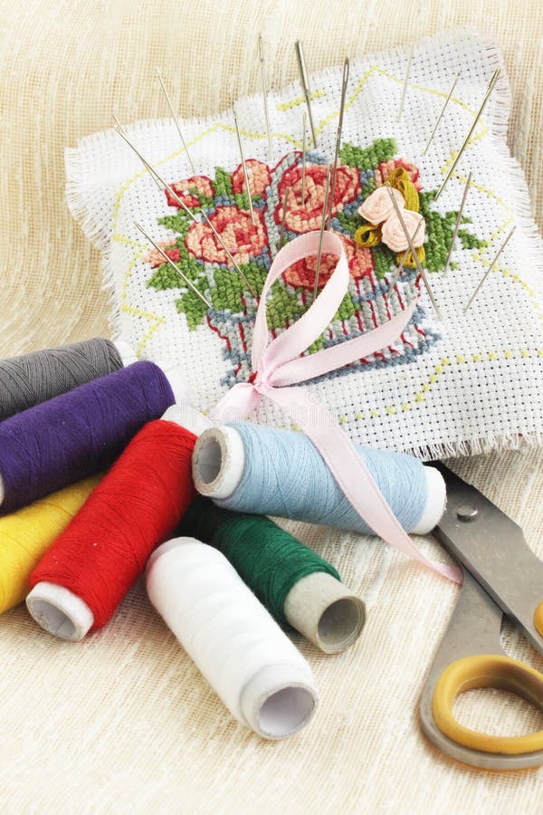 Sewing stuff stock image. Image of object, embroidery - 14323385