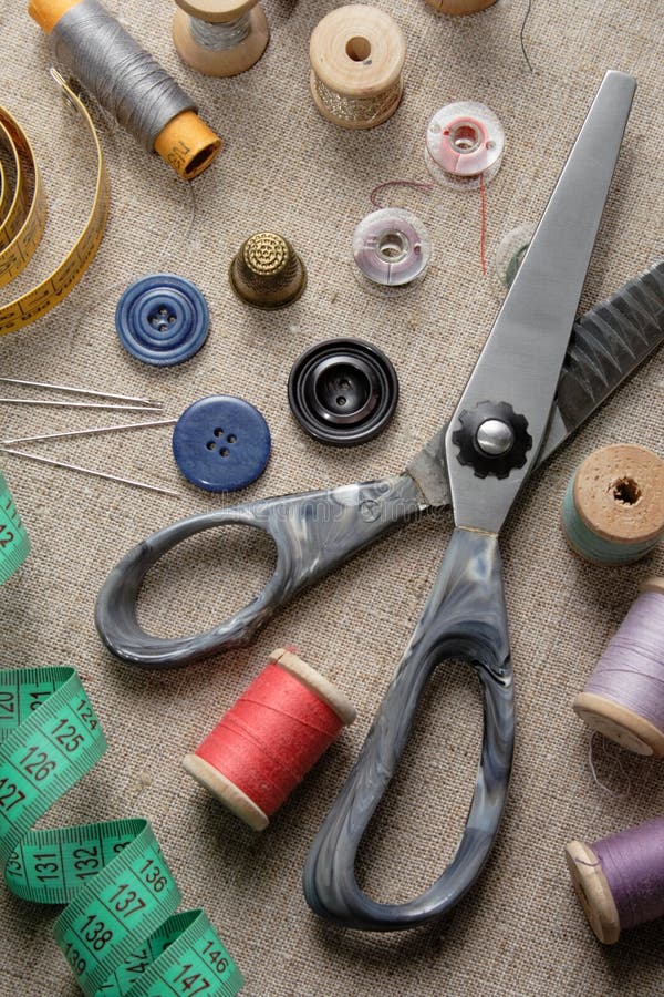 Sewing supplies stock image. Image of canvas, surface - 11848127