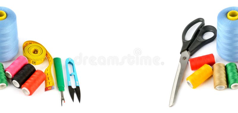 Sewing Supplies Isolated on a White Background. Free Space for Text ...