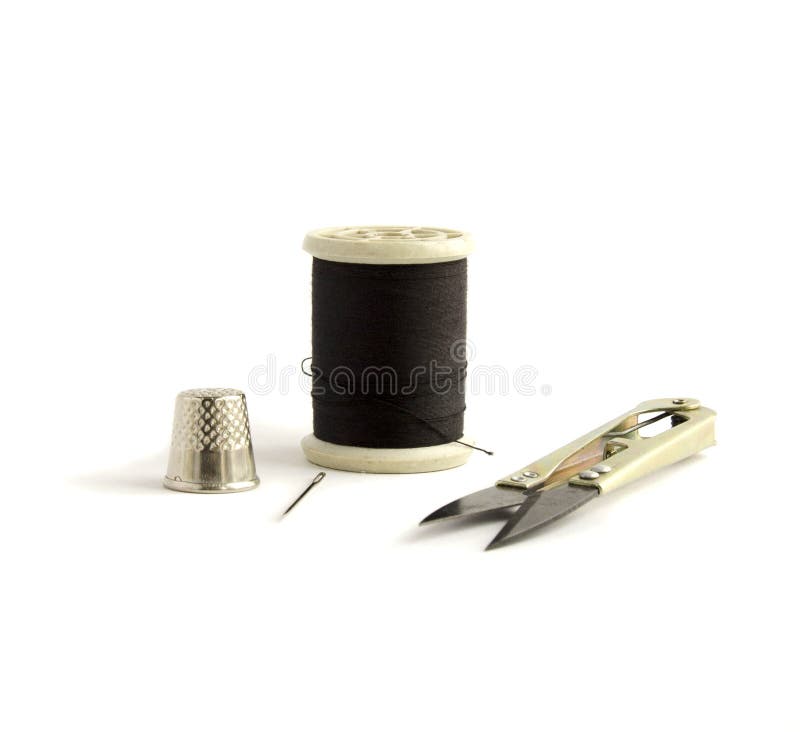Sewing Supplies on a Plain White Background Stock Photo - Image of ...