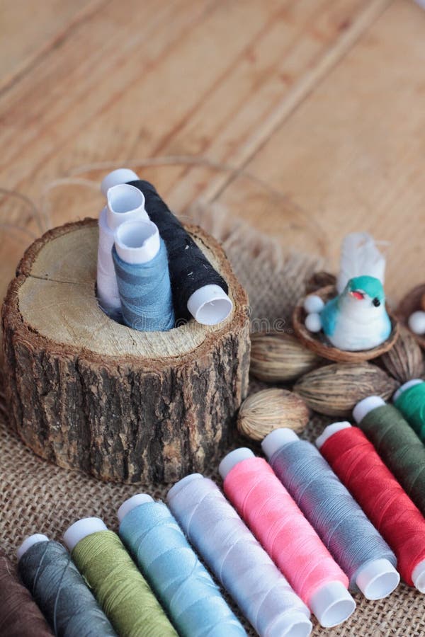 Sewing Supplies ,scissors Thread with and Scissors. Stock Image - Image ...