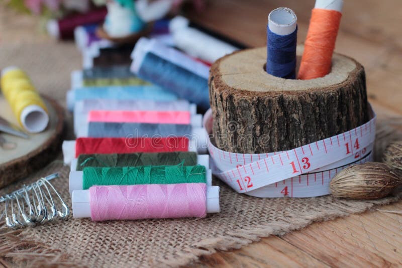 Sewing Supplies ,scissors Thread with and Scissors. Stock Photo - Image ...