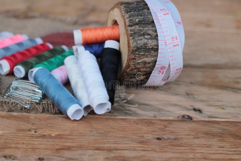 Sewing Supplies ,scissors Thread with and Scissors. Stock Photo - Image ...