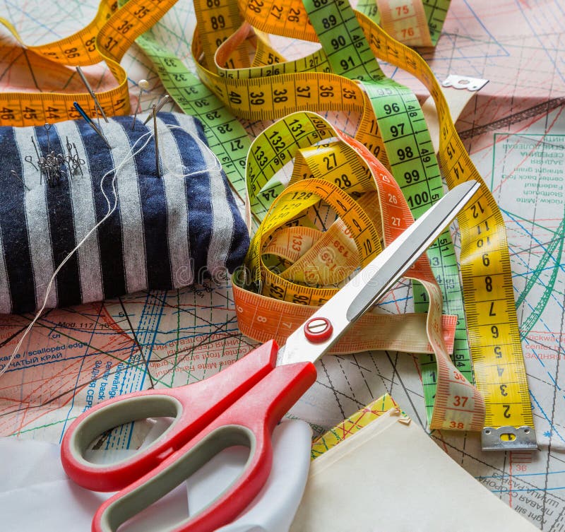 Sewing supplies, tools stock image. Image of meter, crafts - 79027285