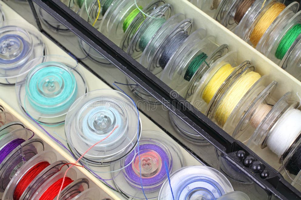 Sewing Supply Bobbins Close View Stock Photo - Image of collection ...