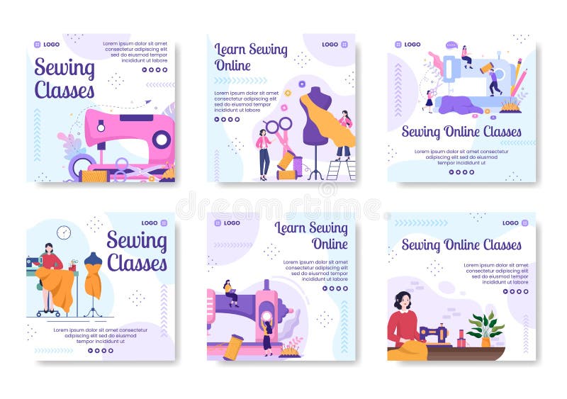 Sewing or Tailor Classes Post Template Flat Illustration Editable of ...