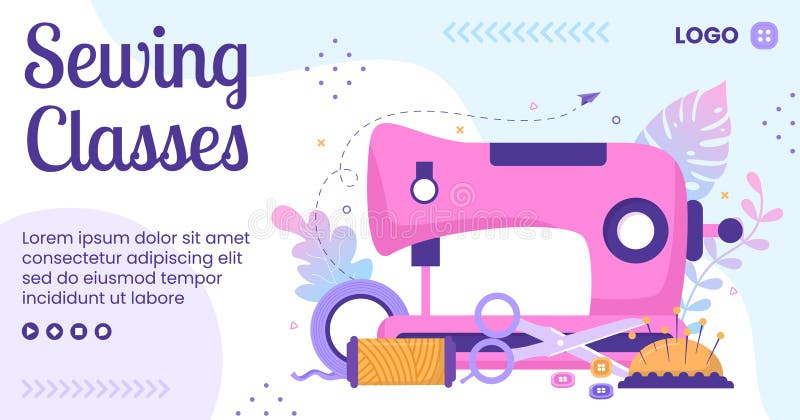 Sewing or Tailor Classes Post Template Flat Illustration Editable of ...