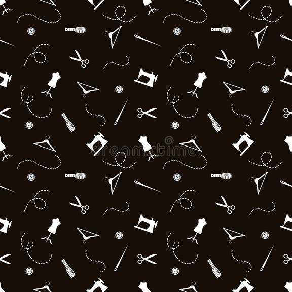 Sewing Tailor Seamless Fabric Pattern Stock Vector - Illustration of ...