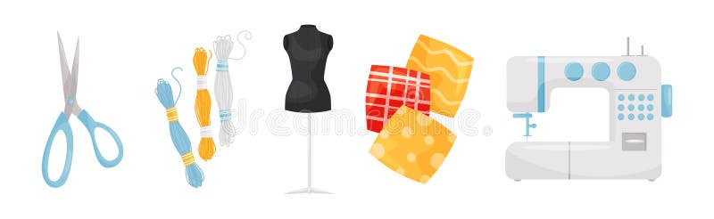 Sewing and Tailoring Accessories with Scissors, Yarn, Mannequin ...