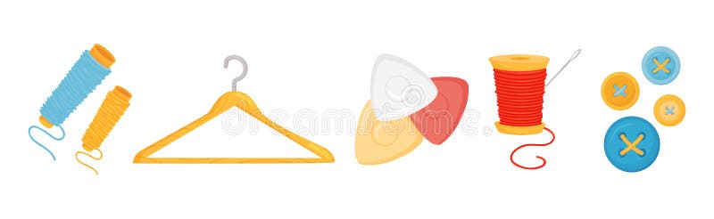 Sewing and Tailoring Accessories with Thread Bobbin, Clothes Hanger ...