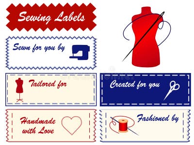 Sewing and Tailoring Labels Stock Vector - Illustration of dressmaking ...
