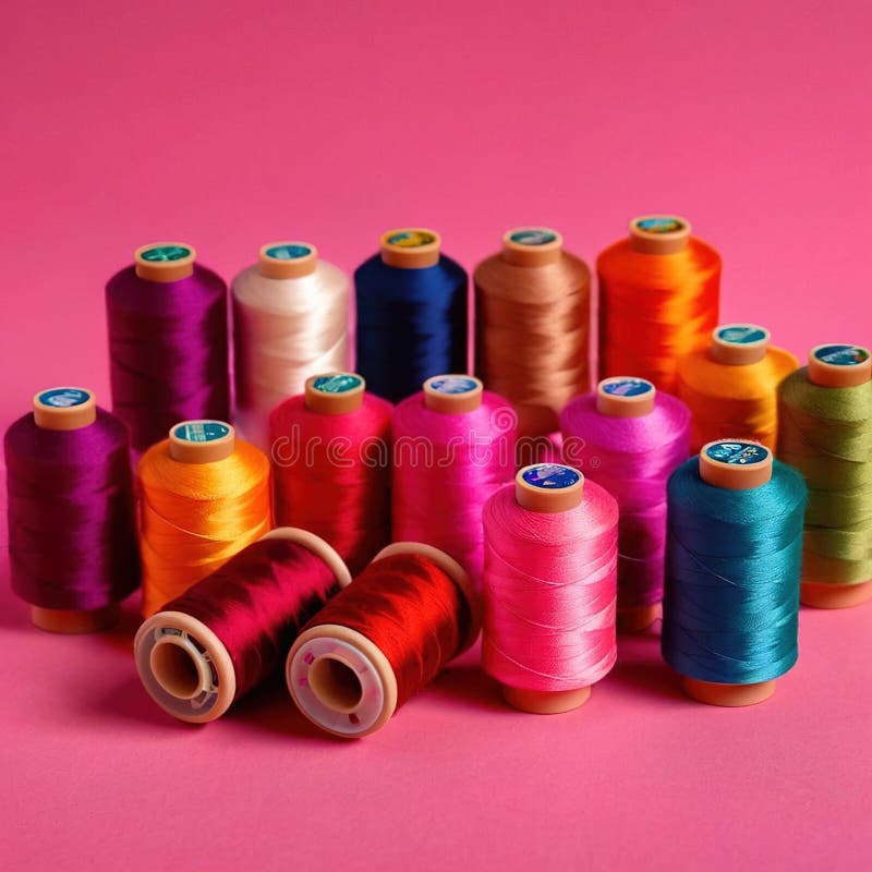 Sewing and Tailoring Supplies, with Colorful Thread Spools and Buttons ...