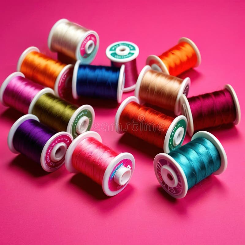 Sewing and Tailoring Supplies, with Colorful Thread Spools and Buttons ...