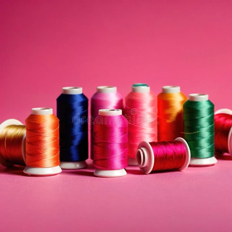 Sewing and Tailoring Supplies, with Colorful Thread Spools and Buttons ...